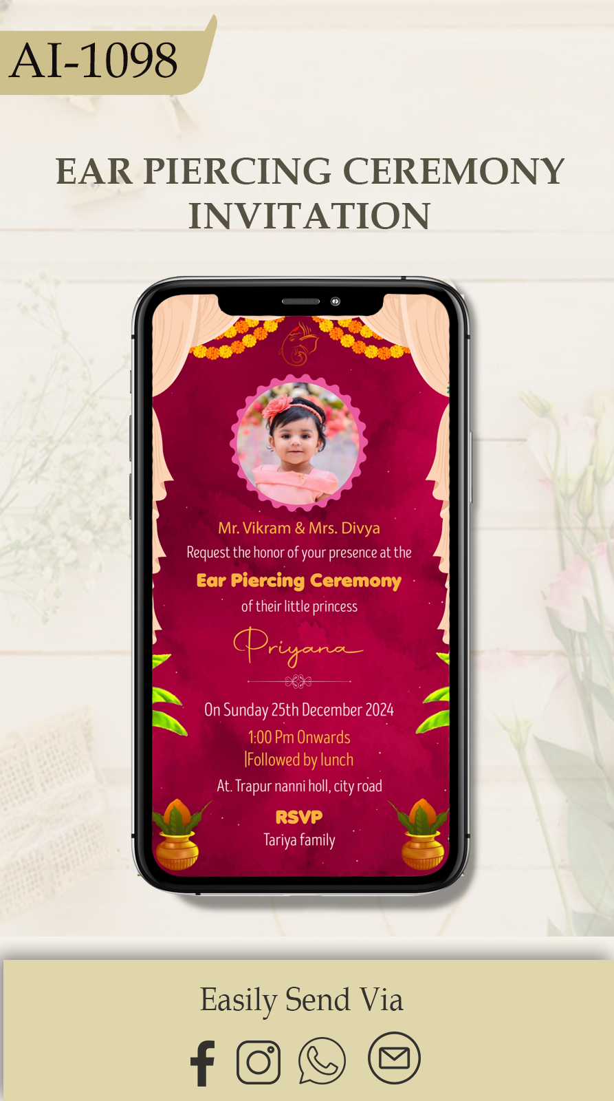 Ear Piercing Ceremony Invitation Video Templates