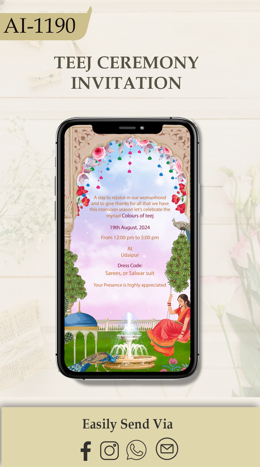 Teej Party Video Invitation Templates